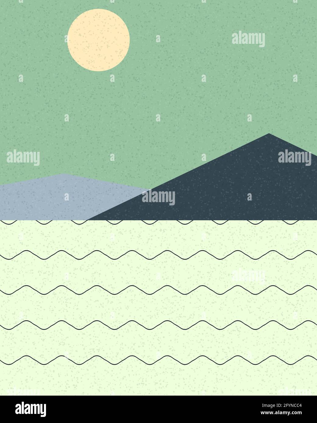 Geometric landscape silhouette generative art poster illustration Stock ...