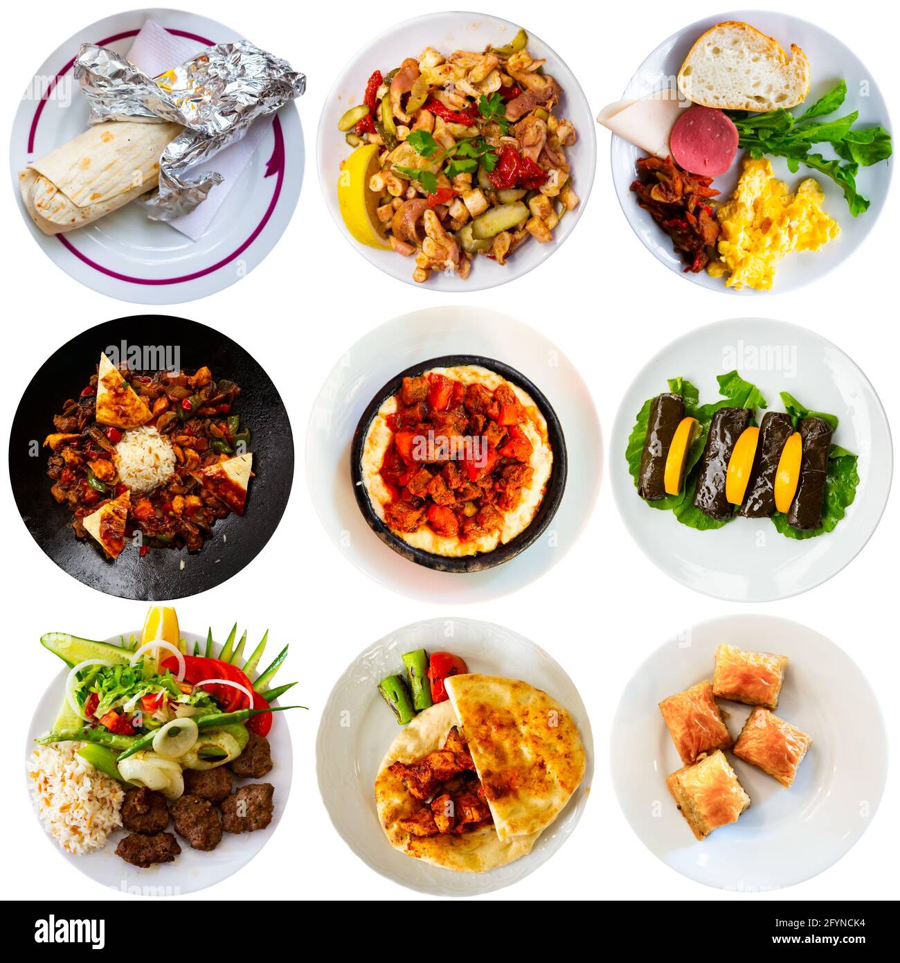 Turkish cuisine. Set of homemade meals and restaurant menu dishes ...