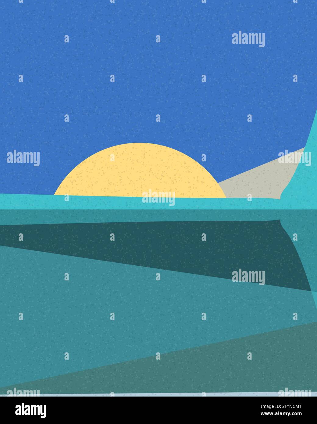 Geometric landscape silhouette generative art poster illustration Stock ...