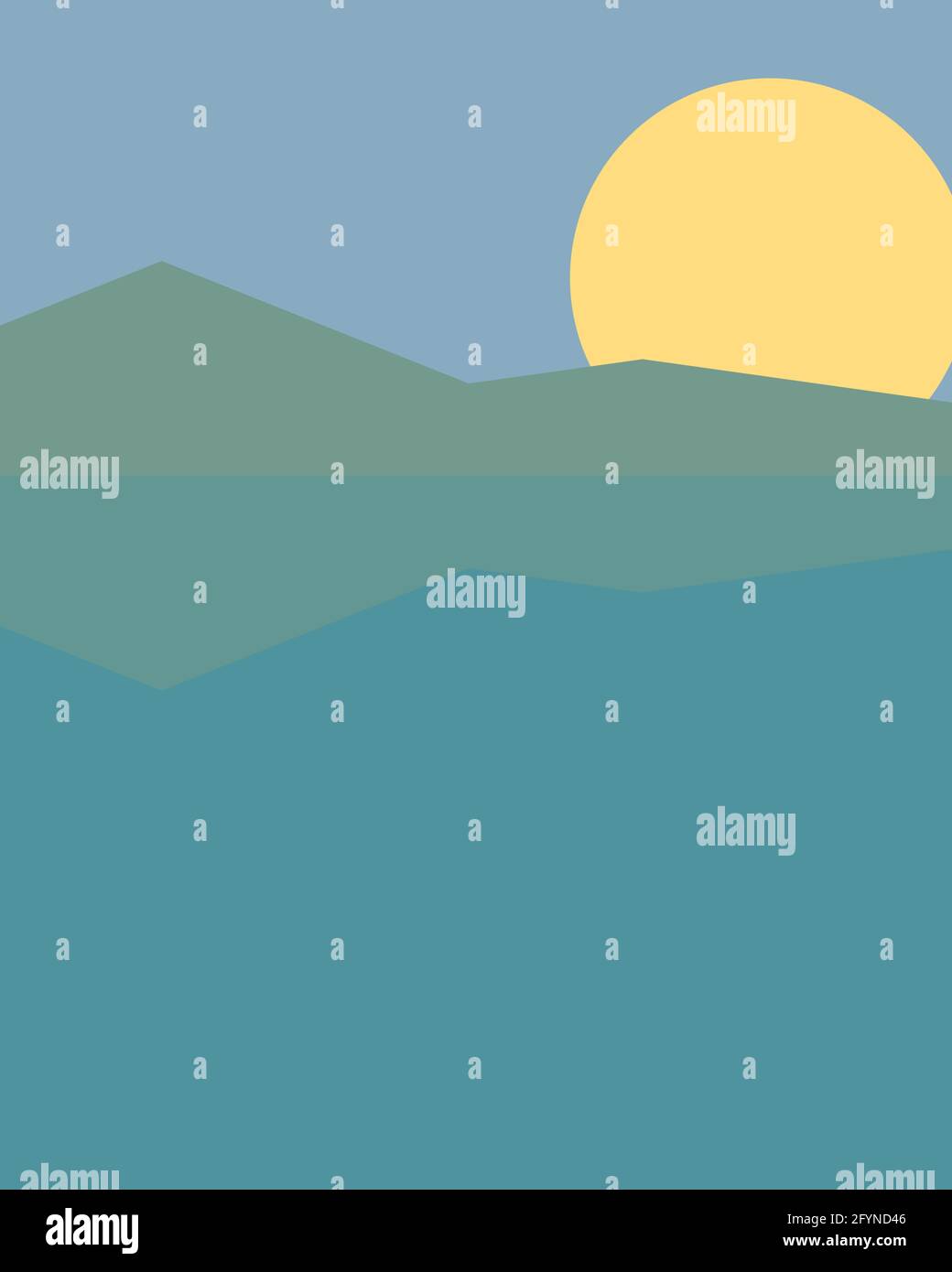 Geometric landscape silhouette generative art poster illustration Stock ...