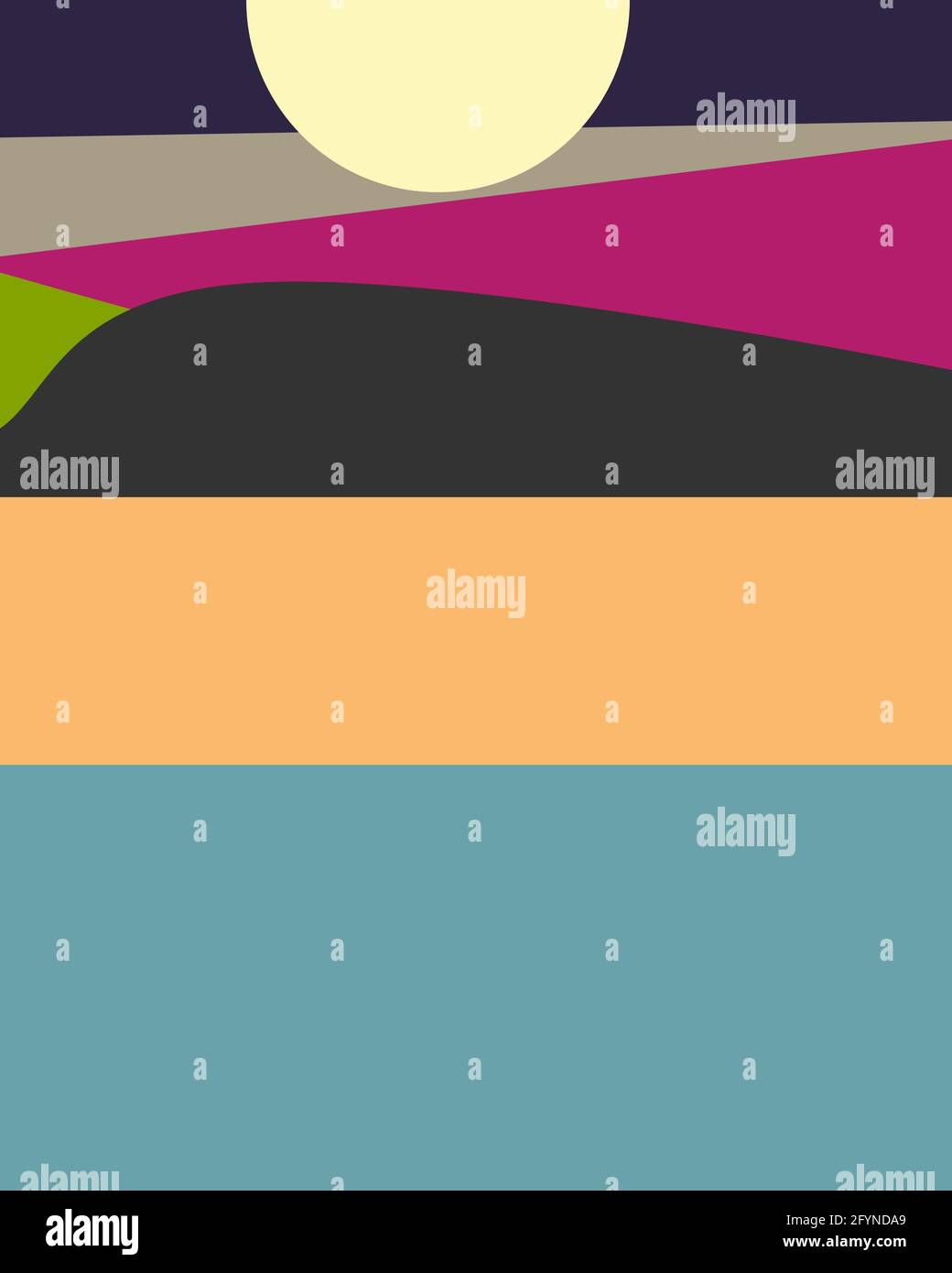 Geometric landscape silhouette generative art poster illustration Stock ...