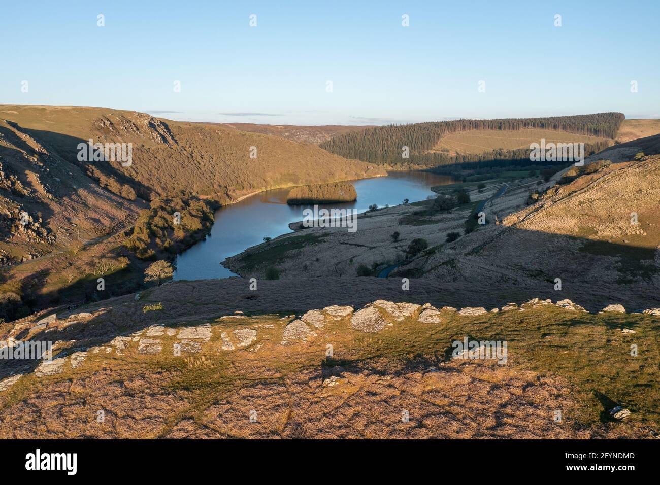 Elan valley reservoirs and dams in spring time in the welsh countryside ...