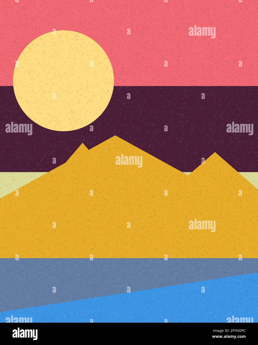 Geometric landscape silhouette generative art poster illustration Stock ...