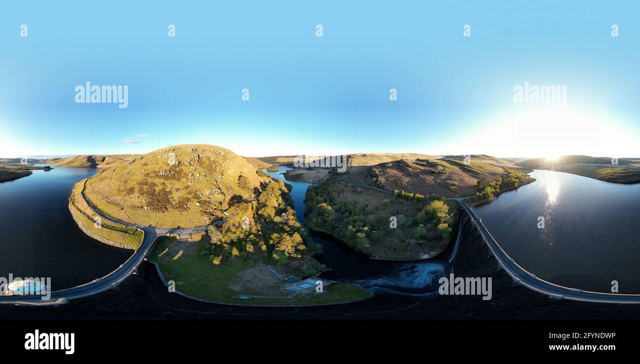 Elan valley reservoirs and dams in spring time in the welsh countryside ...