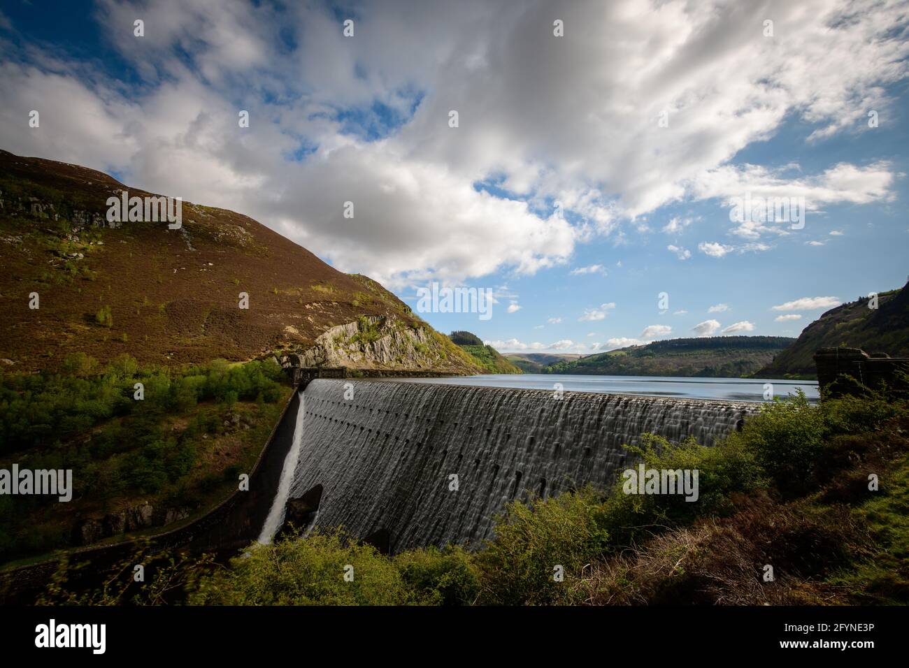 Elan valley reservoirs and dams in spring time in the welsh countryside ...