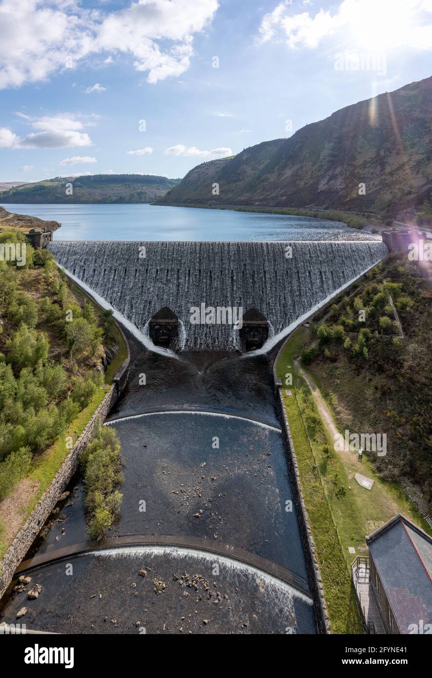 Elan valley reservoirs and dams in spring time in the welsh countryside ...