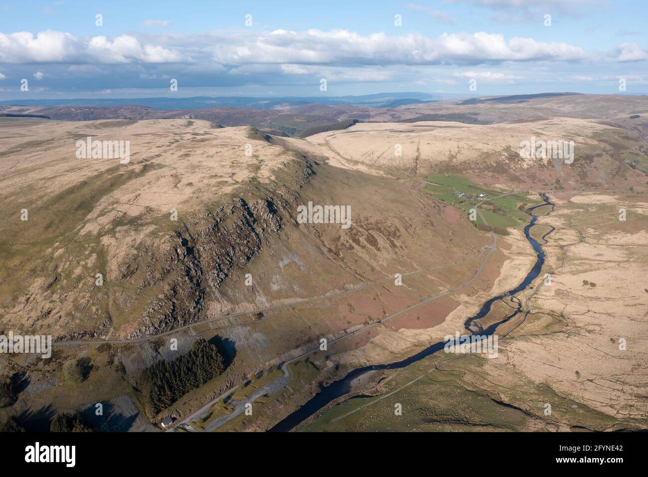 Elan valley reservoirs and dams in spring time in the welsh countryside ...