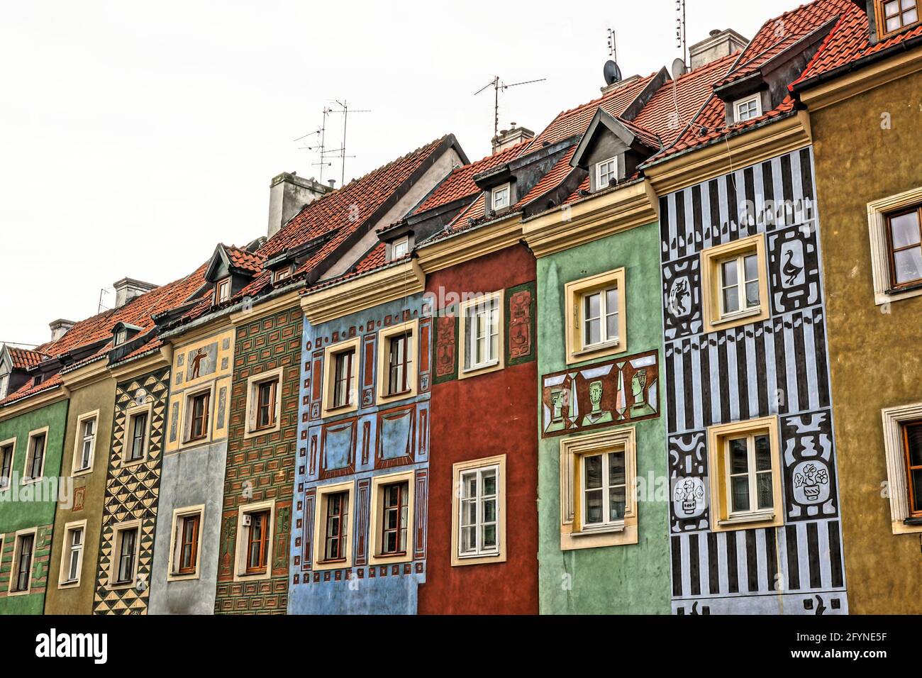 POZNAN, POLAND - Dec 02, 2012: The colored houses in the old market in ...