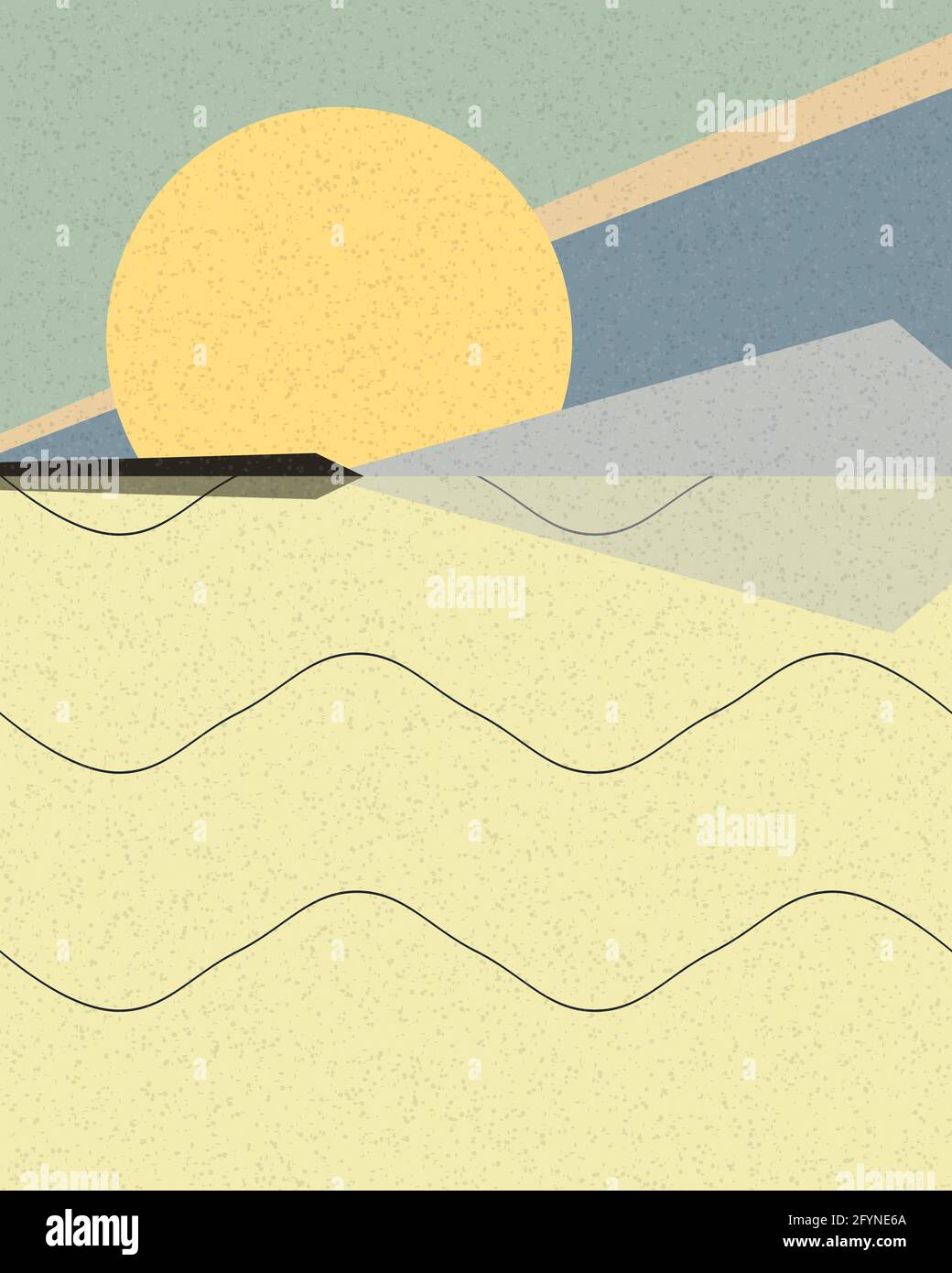 Geometric landscape silhouette generative art poster illustration Stock ...