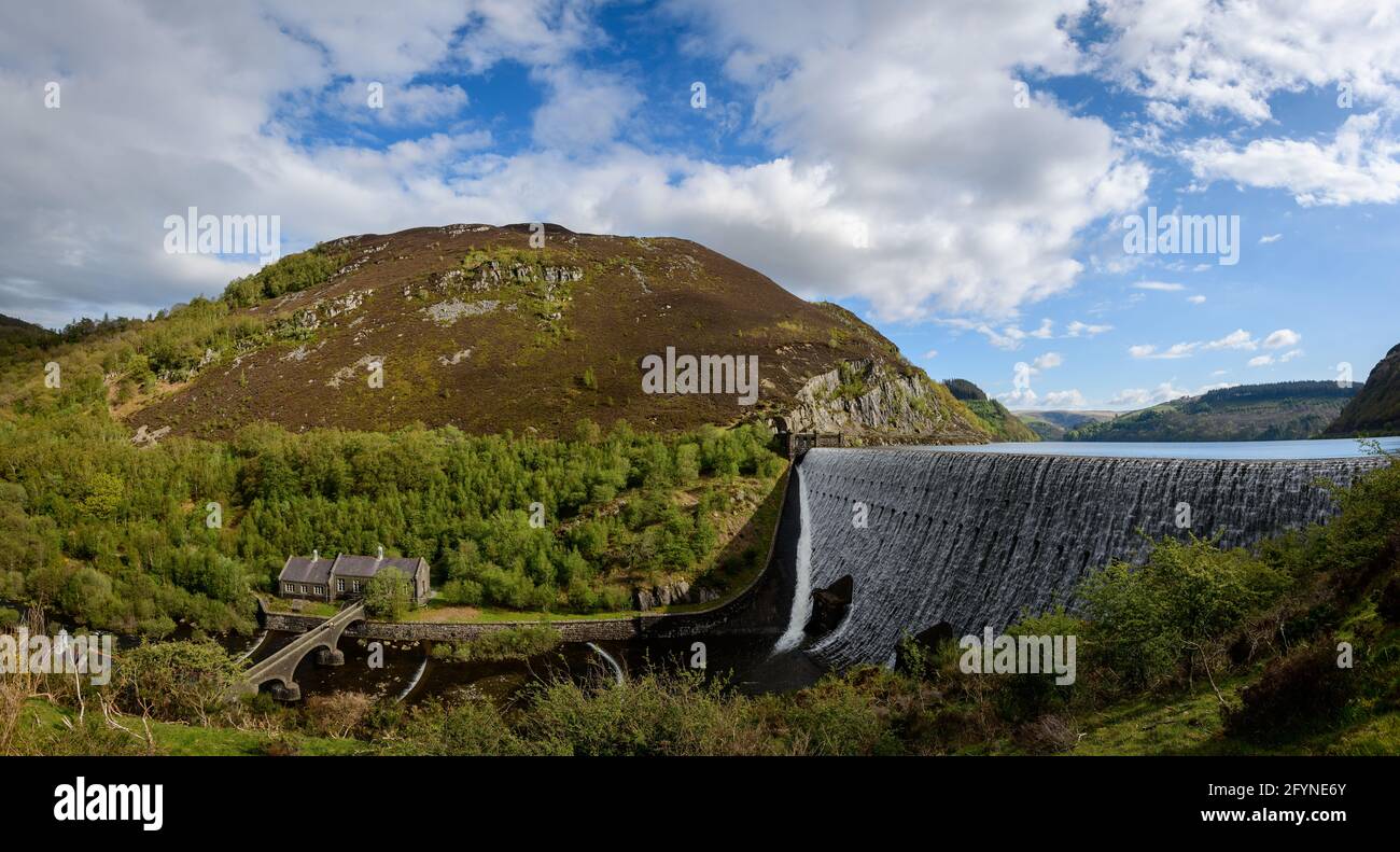 Elan valley reservoirs and dams in spring time in the welsh countryside ...
