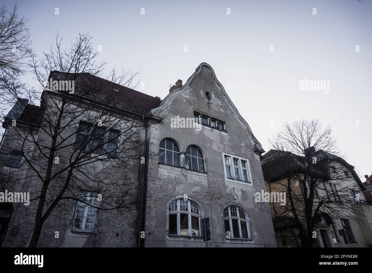 POZNAN, POLAND - Jan 09, 2018: Old building with damaged walls and ...