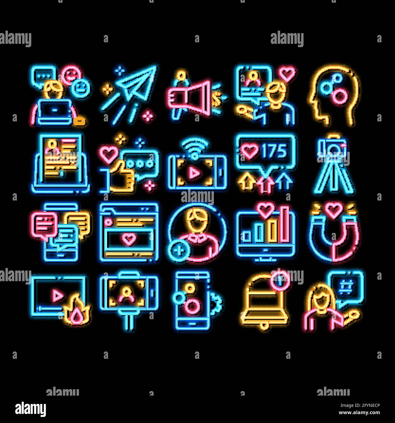 Blogger Internet Social Channel Icons Set Vector Stock Vector Image ...