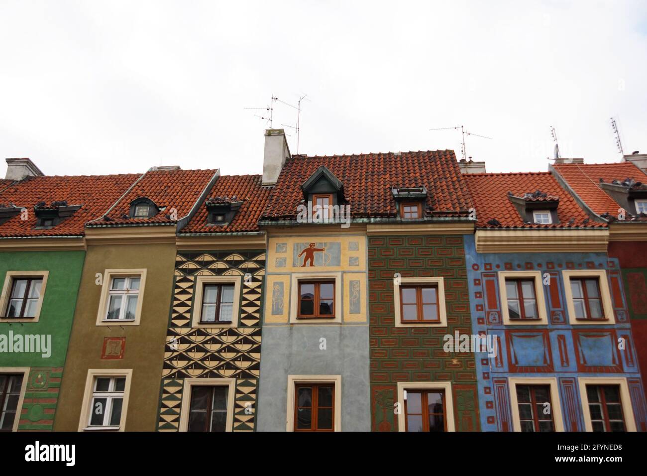 POZNAN, POLAND - Dec 02, 2012: The colored houses in the old market ...