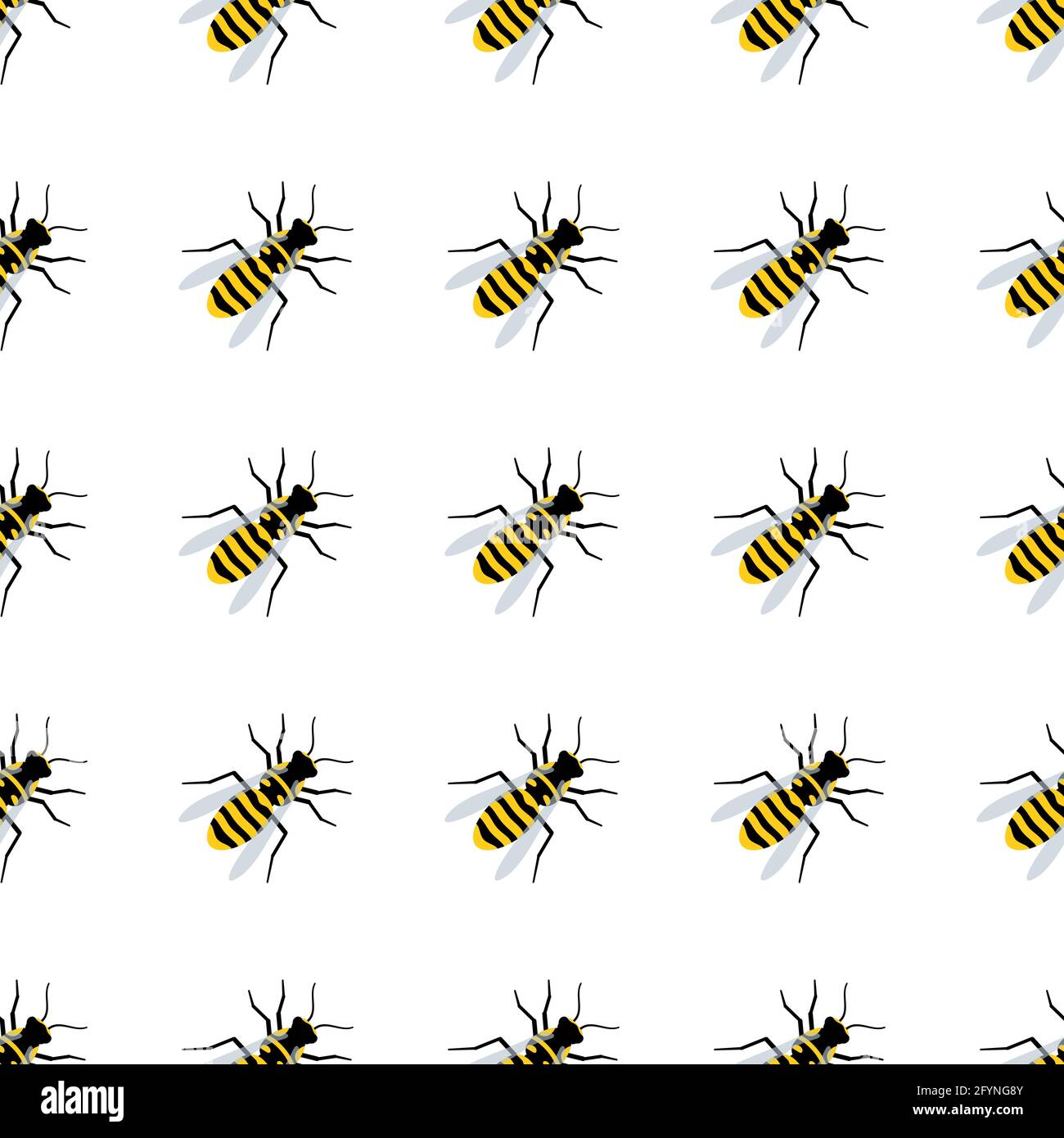 Cartoon bees seamless pattern. Bee flying on white background. Vector ...