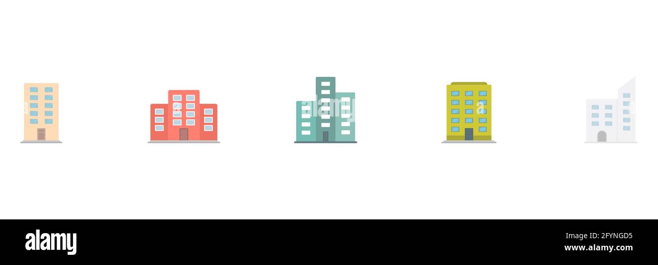 Building icon large set. Modern buildings and estate symbol colorful ...