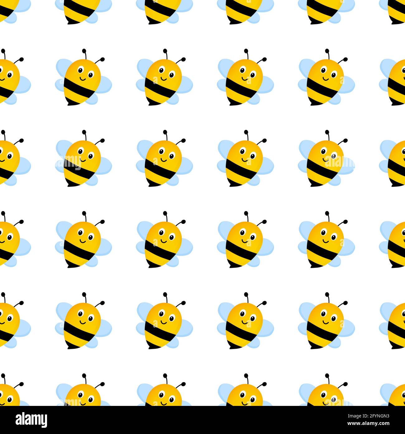 Cartoon bees seamless pattern. Bee flying on white background. Vector ...