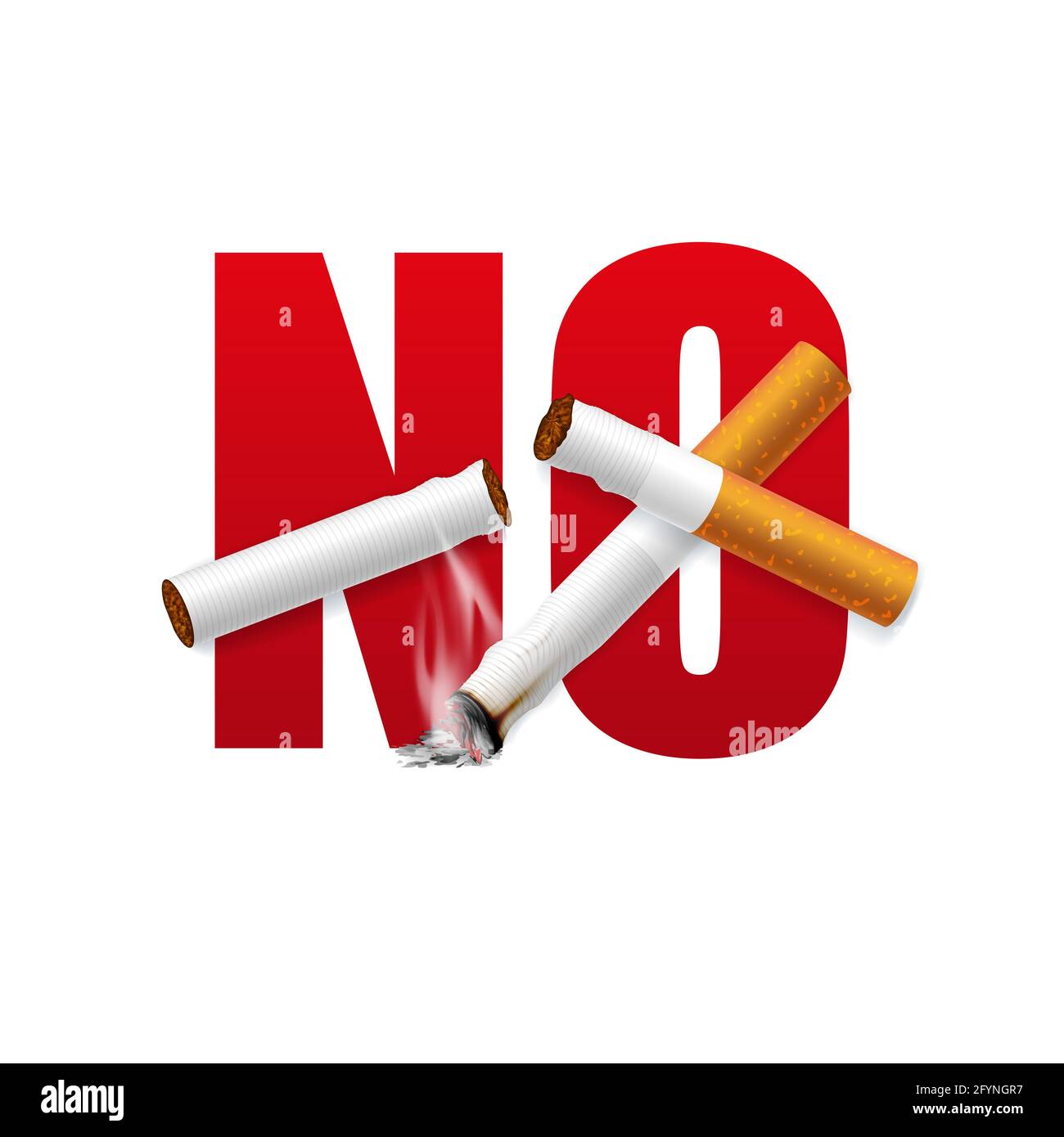 Stop smoking campaign illustration no cigarette for health broken ...