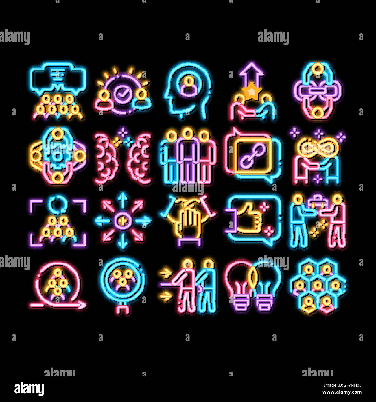 Collaboration Work neon glow icon illustration Stock Vector Image & Art ...