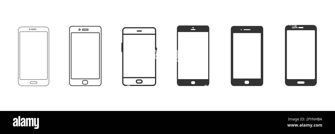 Smartphone icon set. Mobile phones mock up with empty screen collection ...