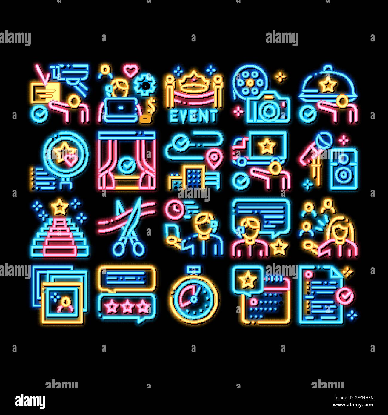 Event Party Planning neon glow icon illustration Stock Vector Image ...