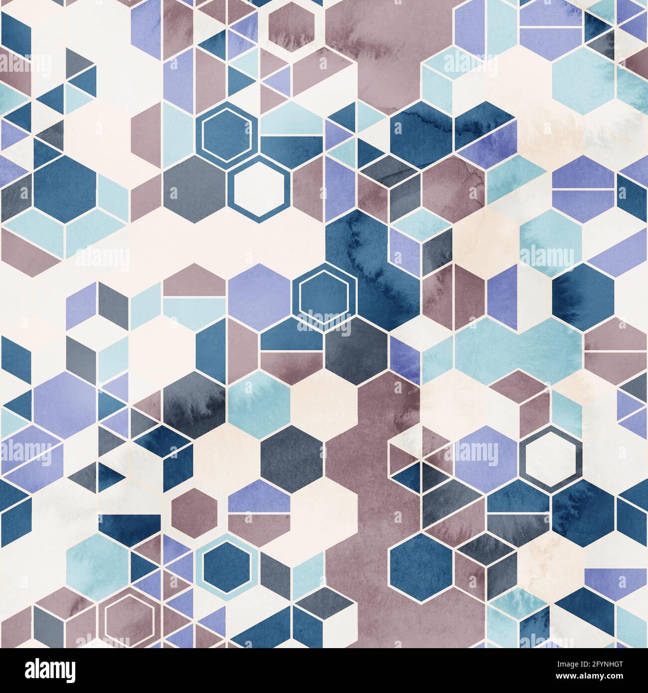 Seamless pattern of hexagons in random colors in watercolor Stock Photo ...