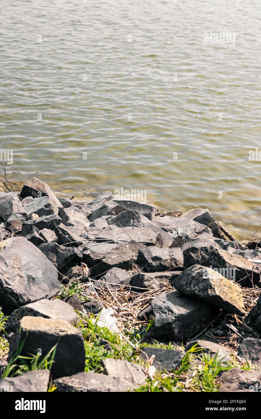 Pile of rocks at a beach Stock Photo - Alamy