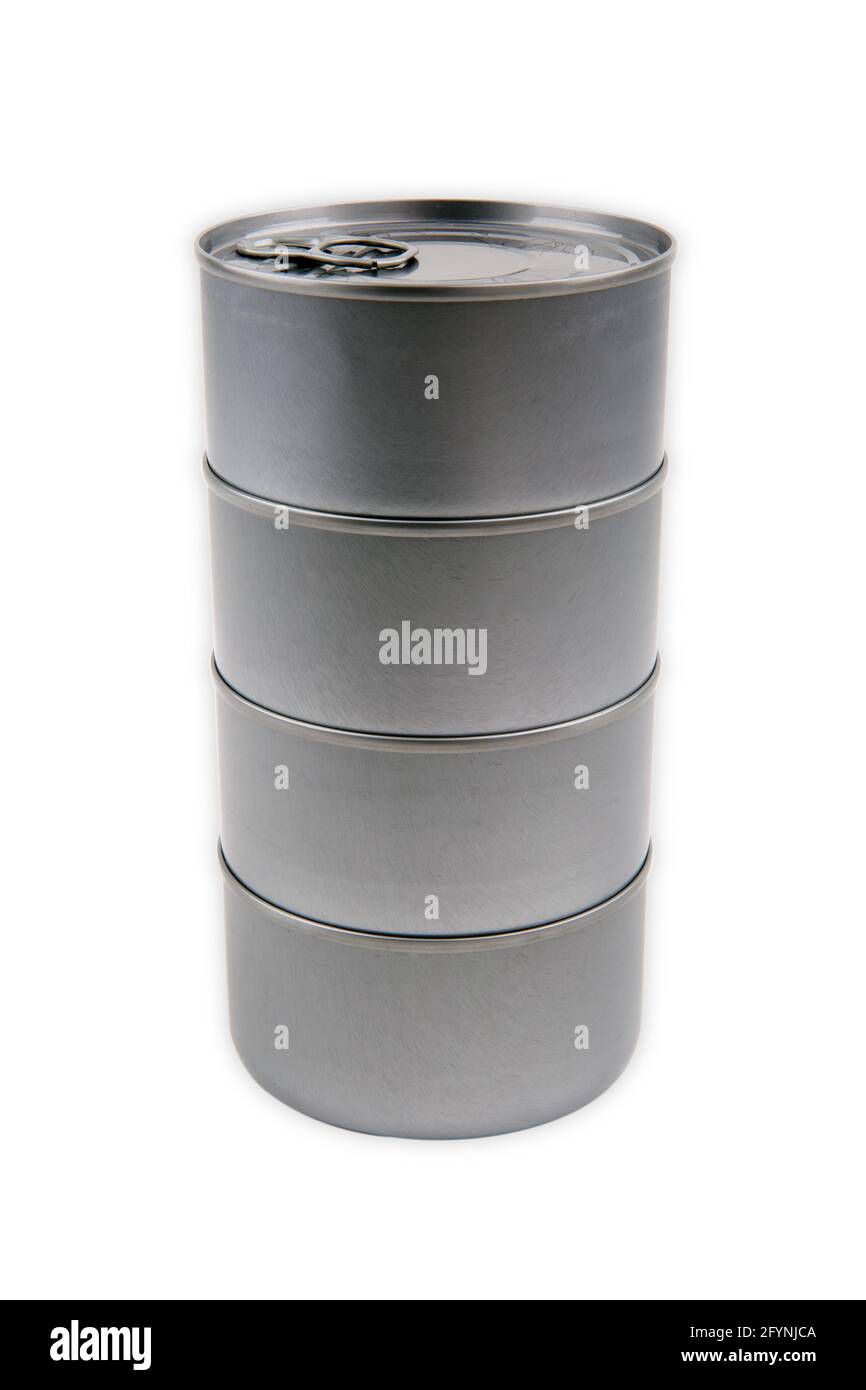Stack of aluminium cans isolated on white background Stock Photo - Alamy
