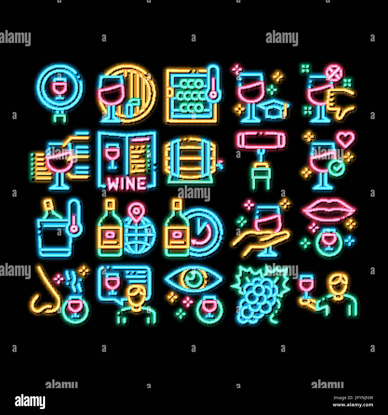 Sommelier Wine Tasting neon glow icon illustration Stock Vector Image ...