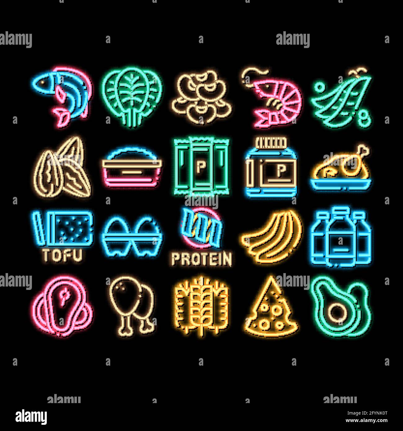 Protein Food Nutrition neon glow icon illustration Stock Vector Image ...