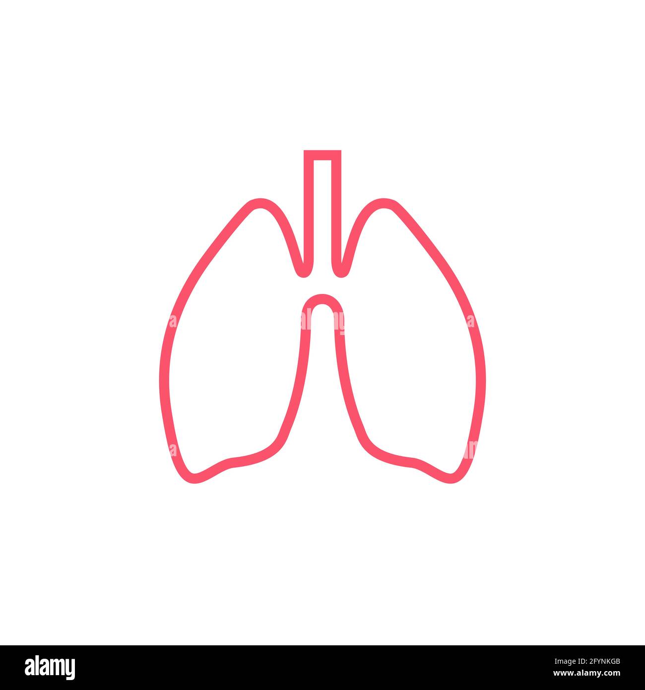 Lung human line icon, respiratory system healthy lungs anatomy flat ...