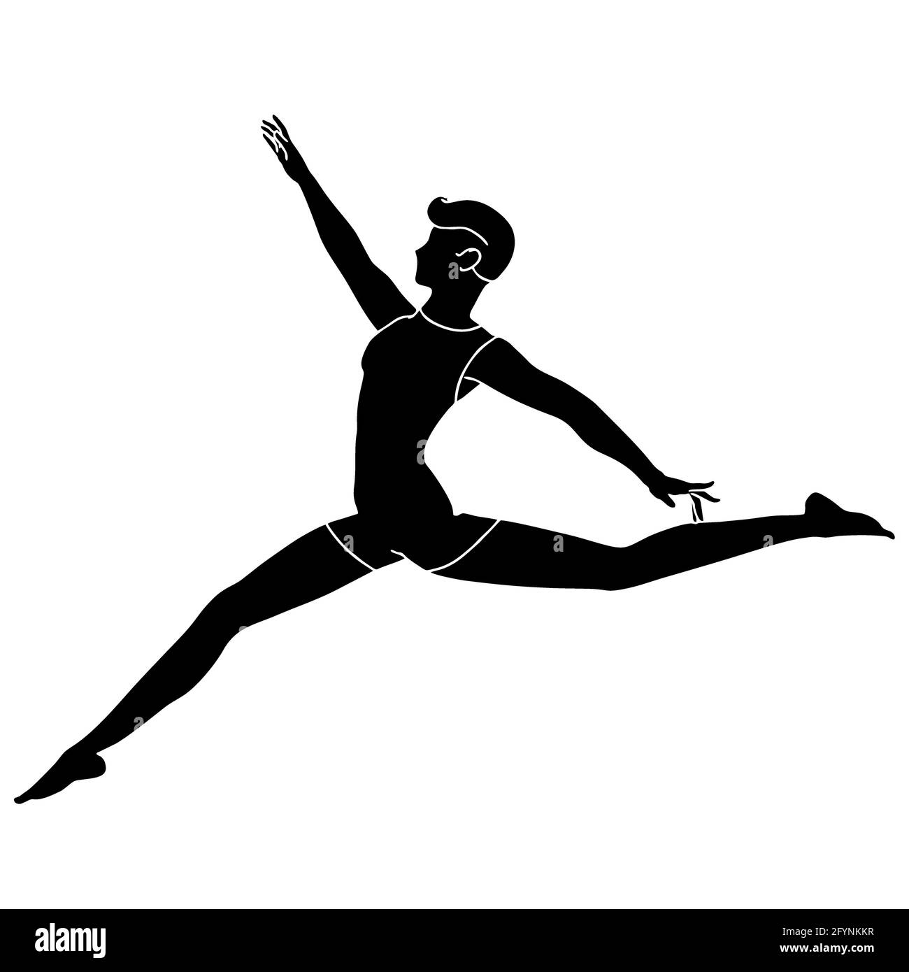 Gymnastics Clipart Black And White Leap