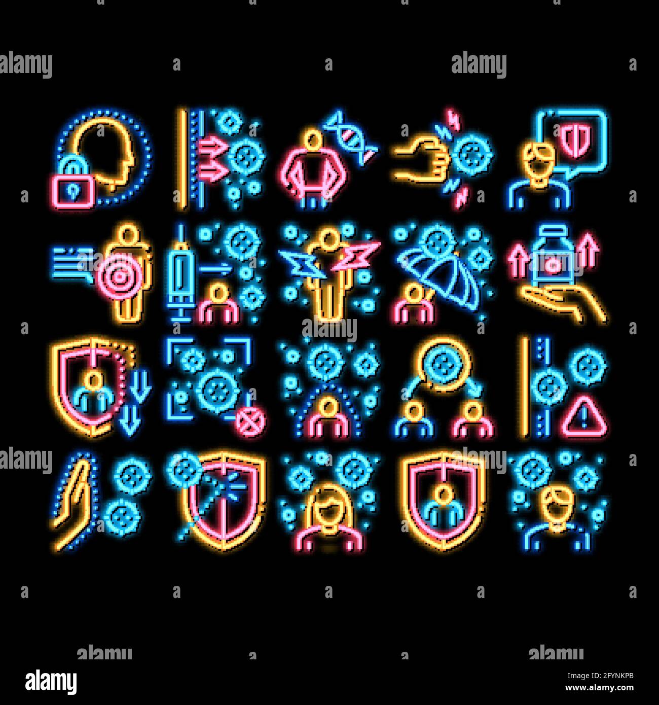 Immunity Human Biological Defense Icons Set Vector Stock Vector Image ...