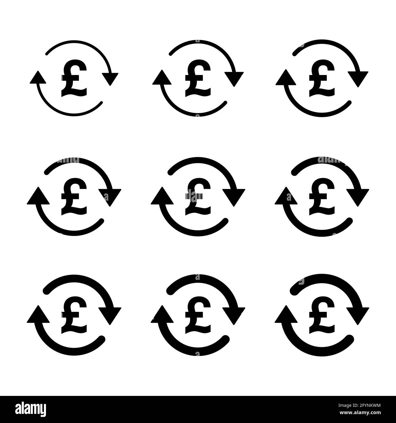 Set of pound money icon, Collection of gbp business sign, market ...