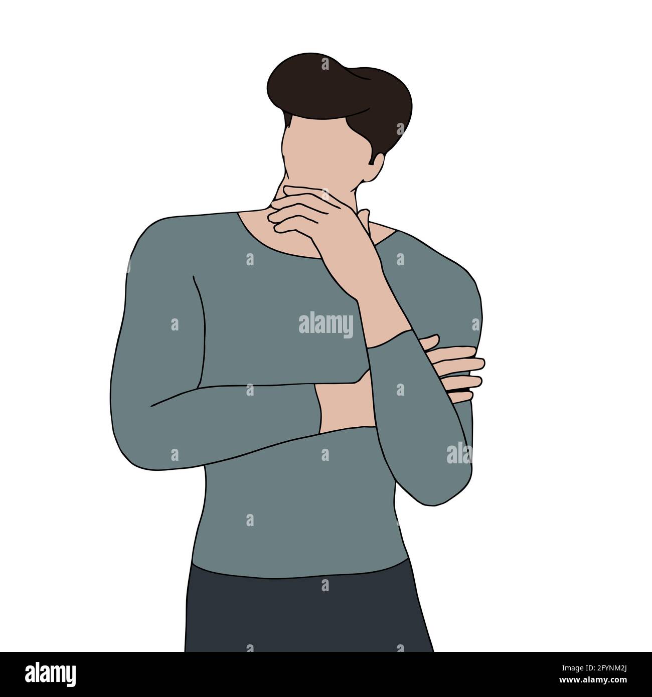 Thinking cartoon man illustrated on a white background Stock Photo - Alamy