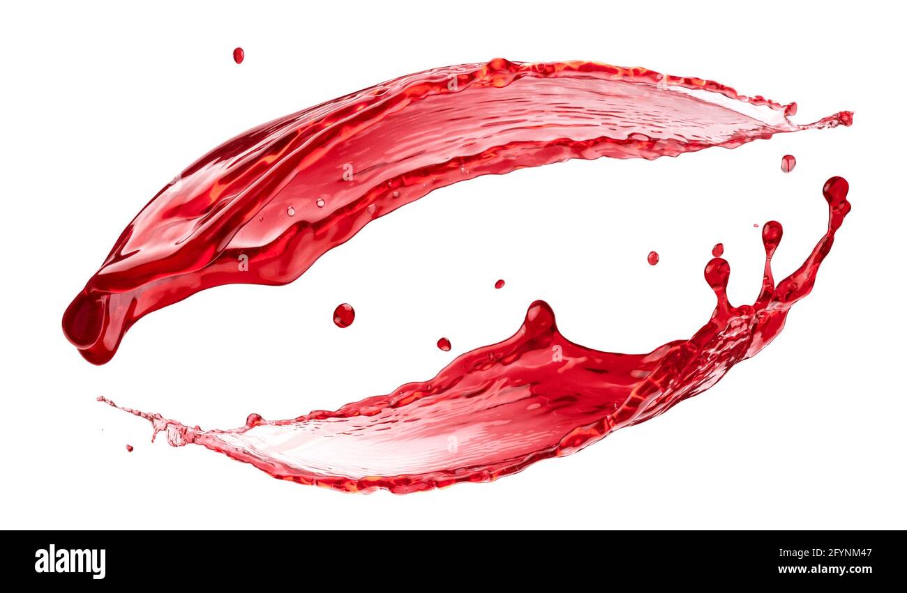 Berry juice splash, red compote splash isolated on white background ...