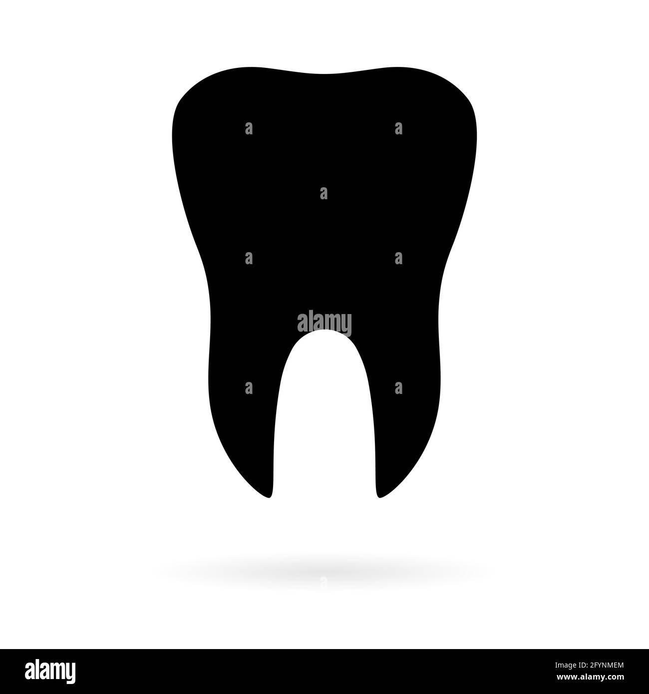 Tooth with shadow flat icon isolated on white background. Tooth vector ...