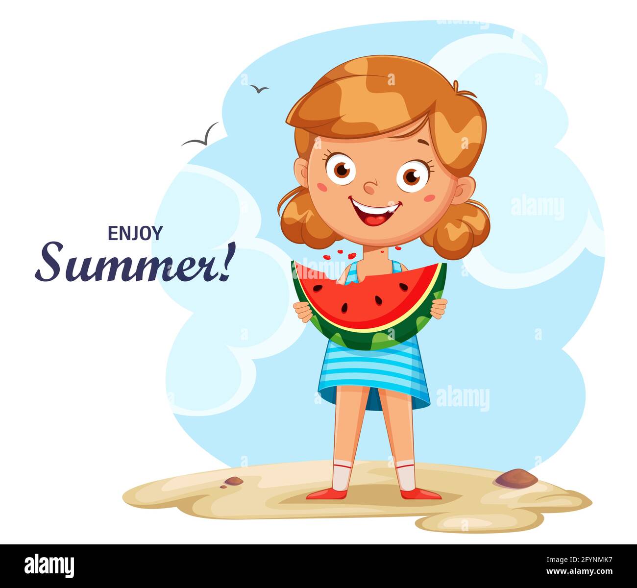 Anime Girl Eating Watermelon Clipart