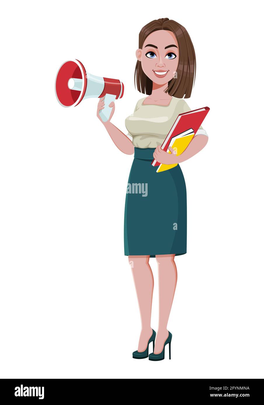 Young successful business woman making announcement. Cute businesswoman ...