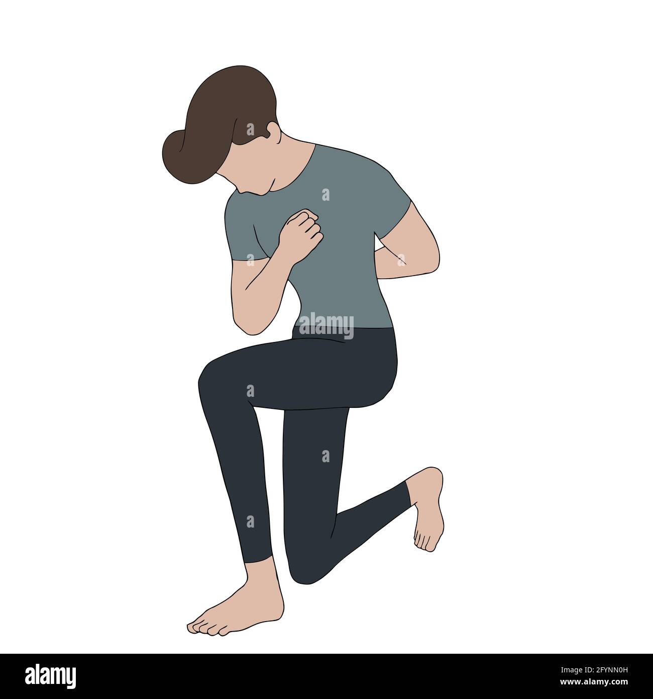 Cartoon man in the servant pose illustrated on white background Stock ...