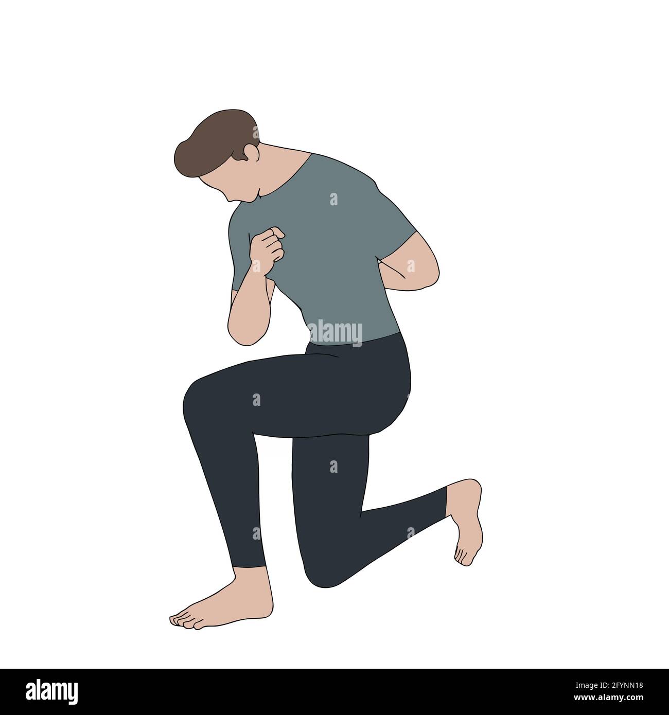 Cartoon man in the servant pose illustrated on white background Stock ...