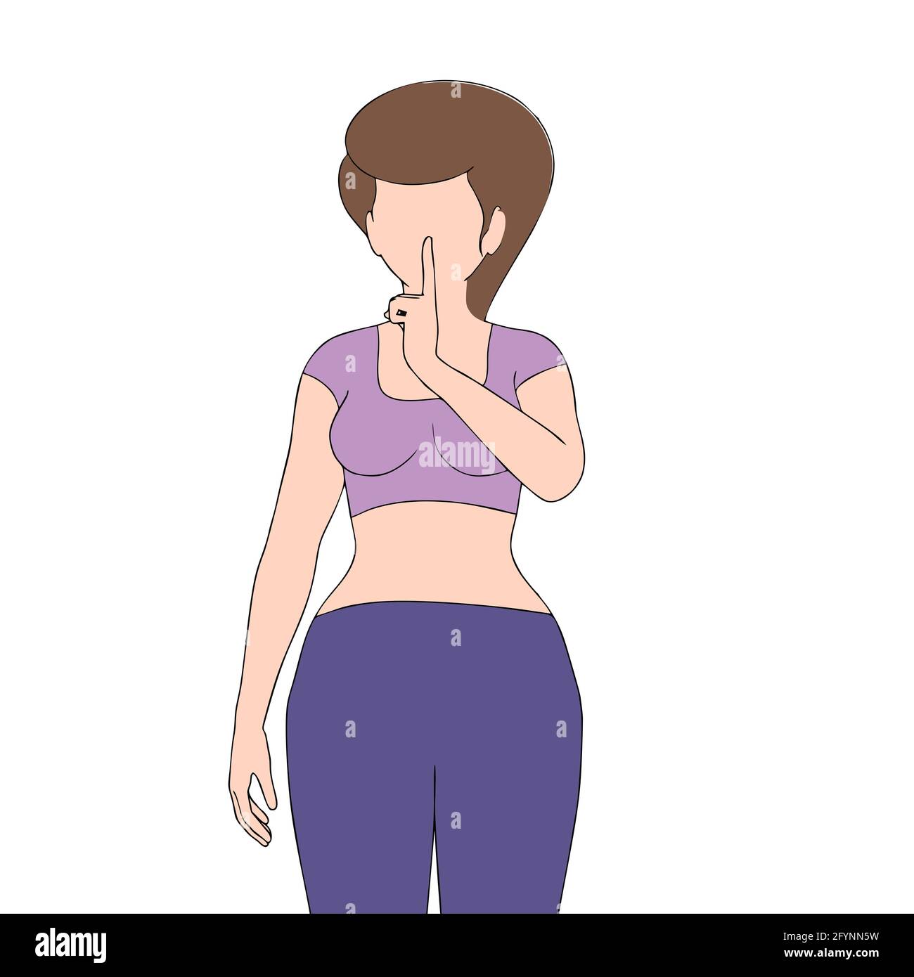 Cartoon girl showing the gesture of silence illustrated on white ...