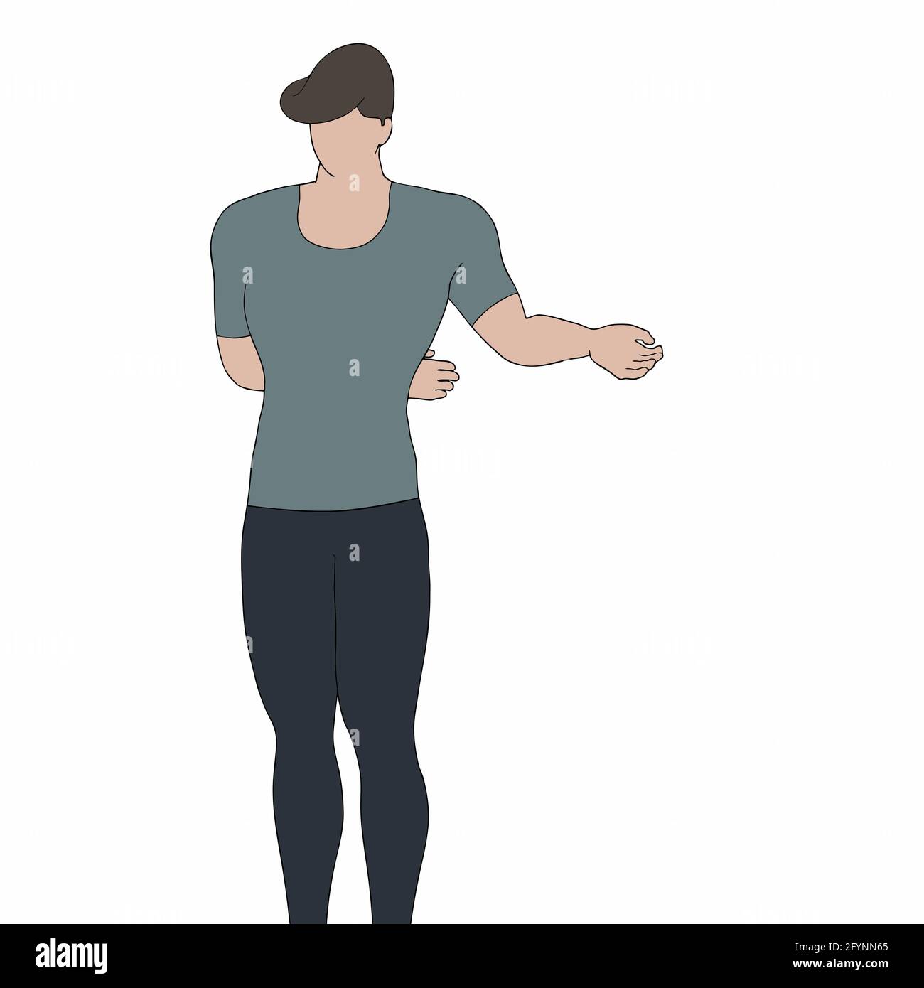Cartoon man presenting something creative illustrated on a white ...