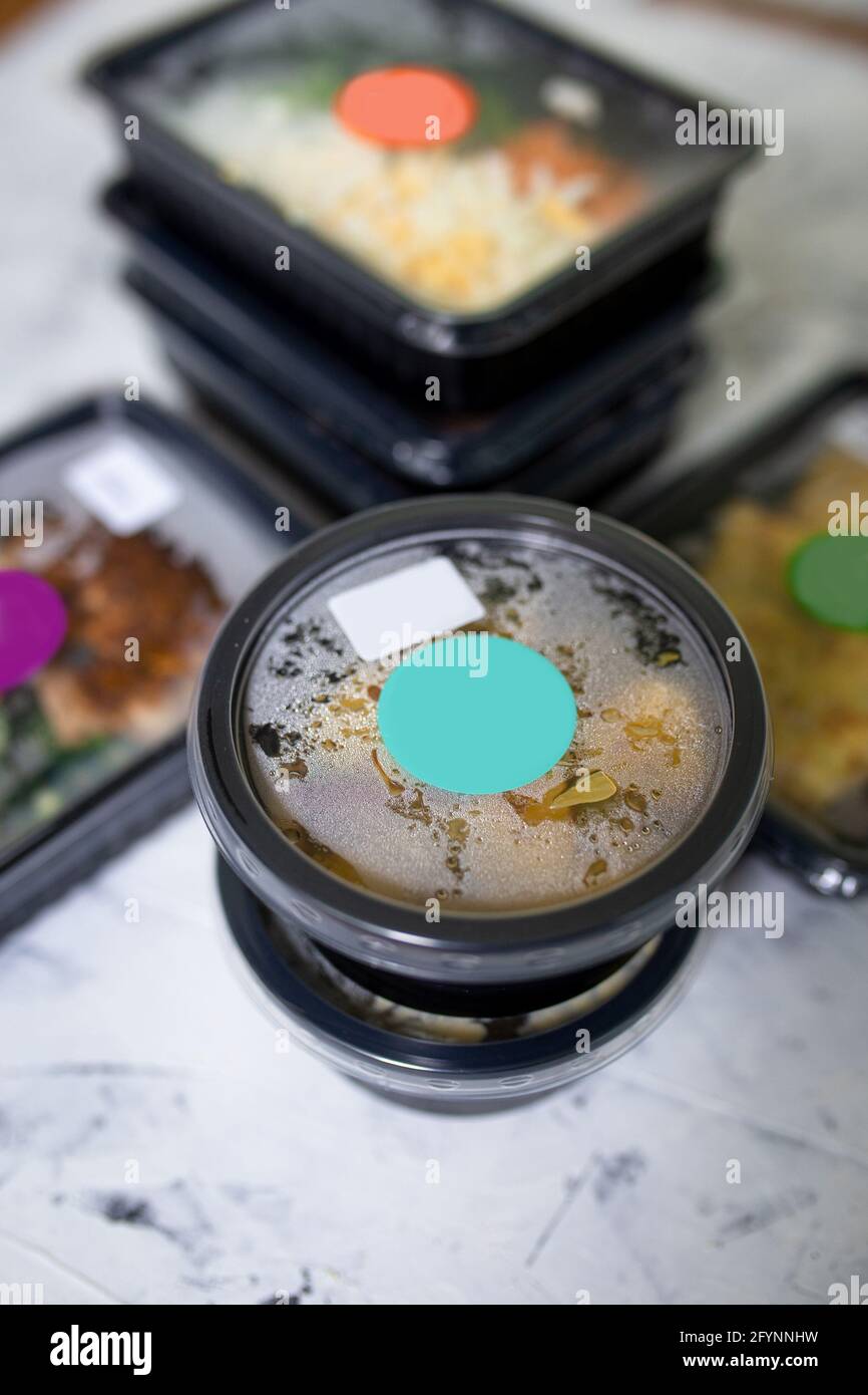 Food in containers close-up. Food delivery daily Stock Photo - Alamy