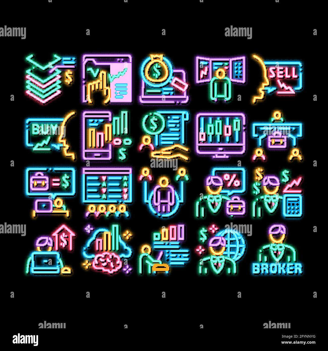 Broker Advice Business neon glow icon illustration Stock Vector Image ...
