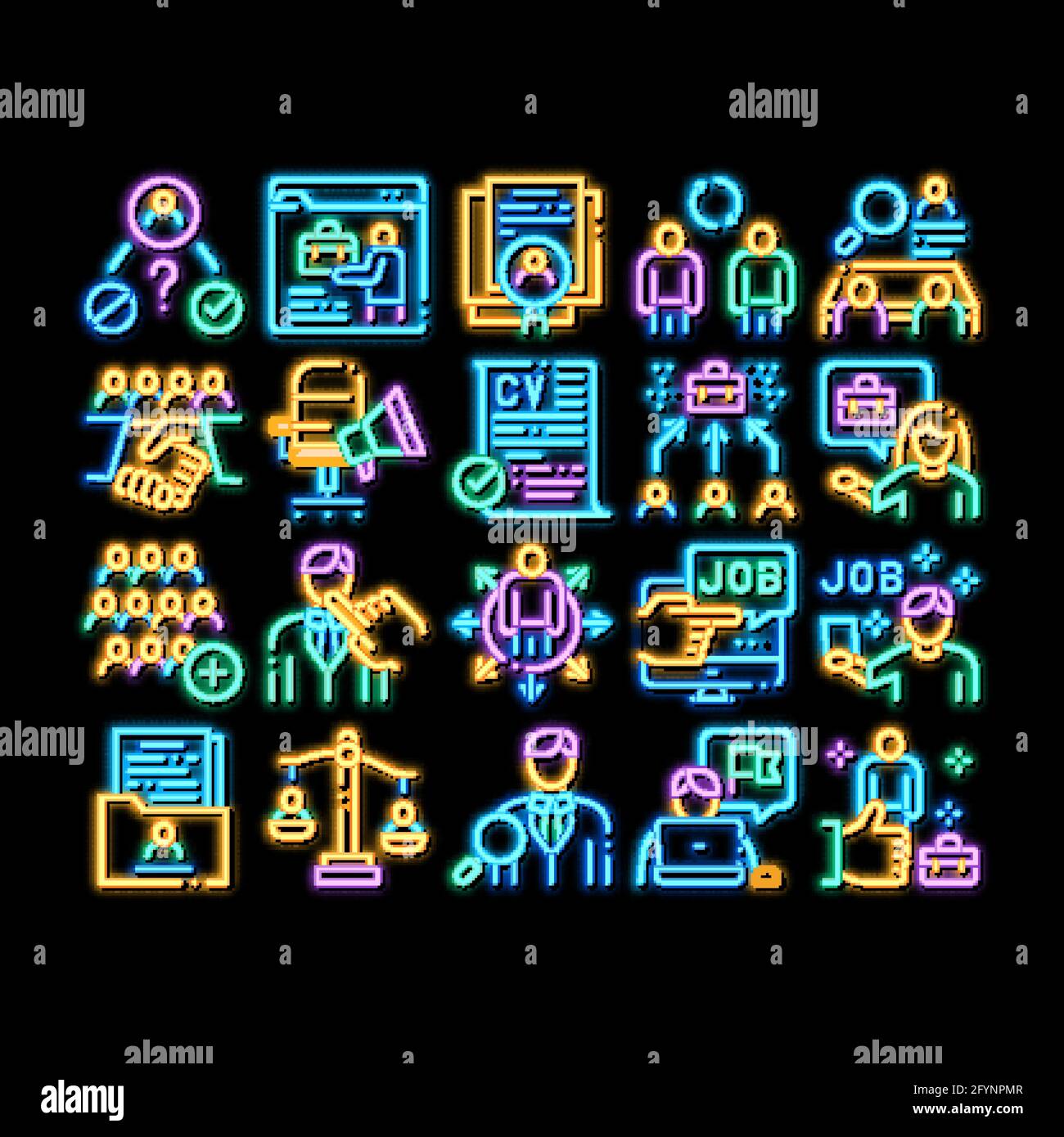 Recruitment And Research Employee Icons Set Vector Stock Vector Image ...