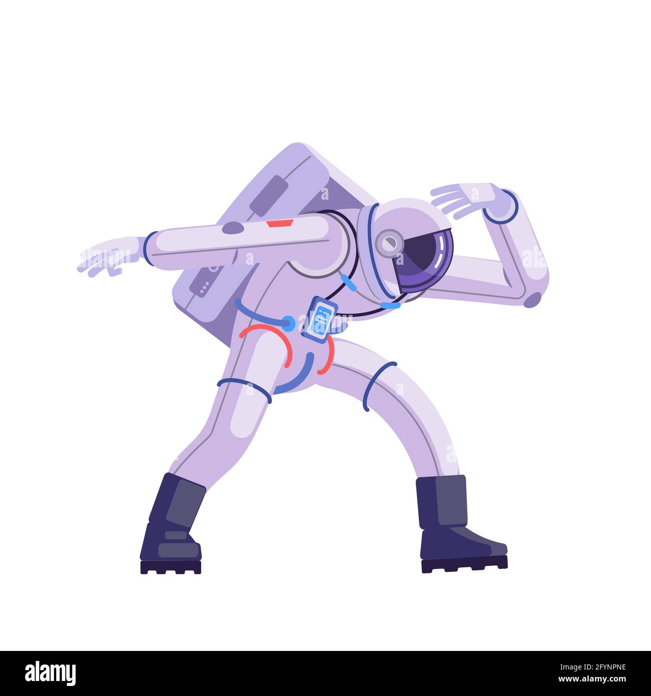 Astronaut looks to universe from planet. Dancing party cosmonaut ...