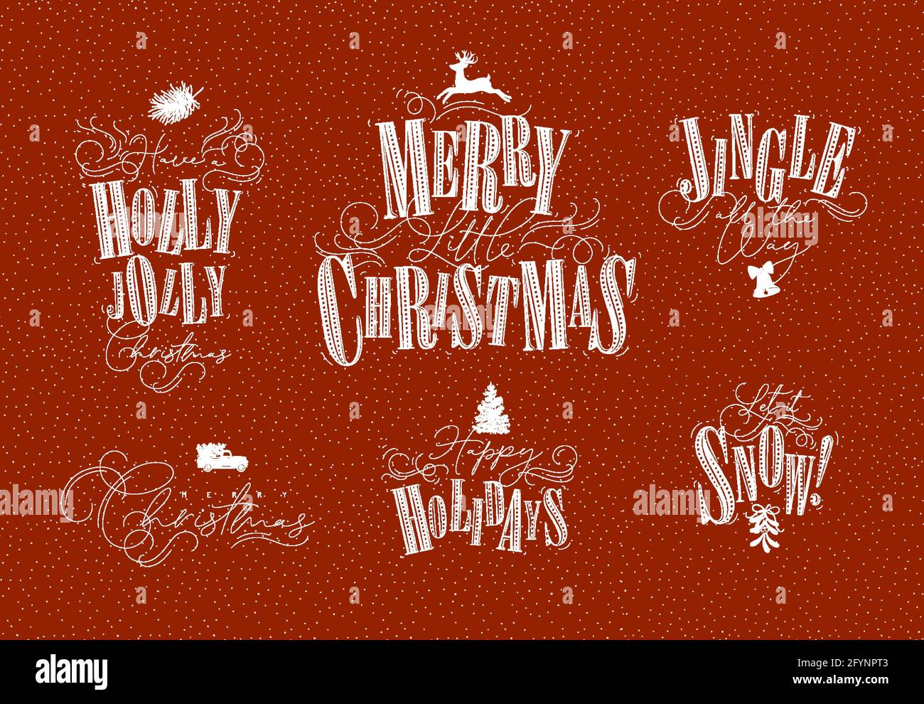 Celebration letterings holly jolly, merry little christmas, jingle all ...
