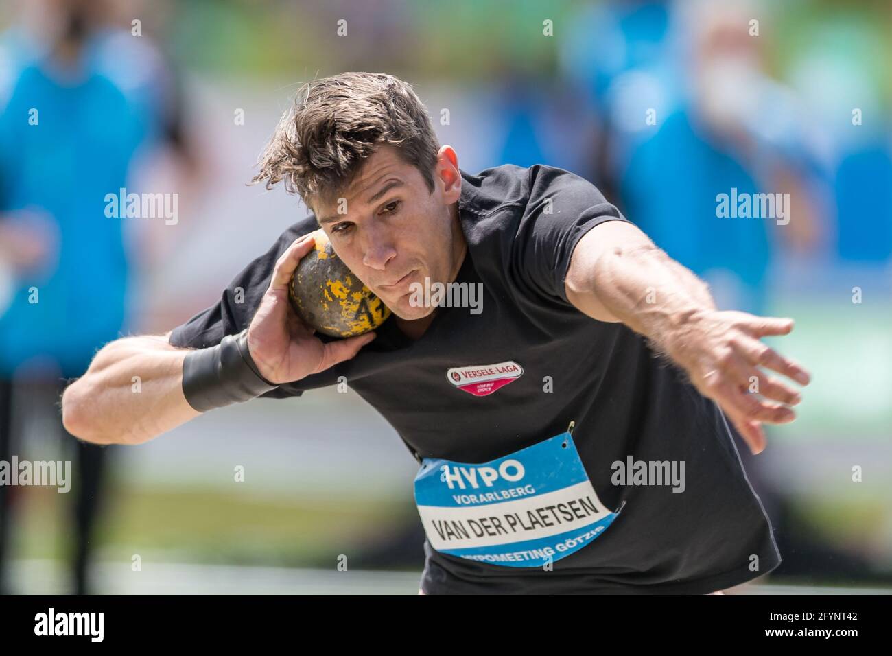 Belgian Thomas Van Der Plaetsen pictured in action during the shot put ...