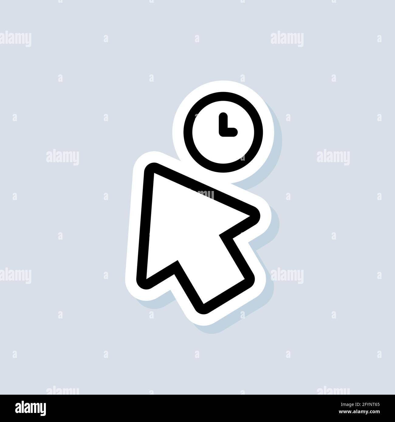 Pointer icon sticker. Cursor sign. Click icon. Computer mouse, cursors, pointing. Arrow and wait ...