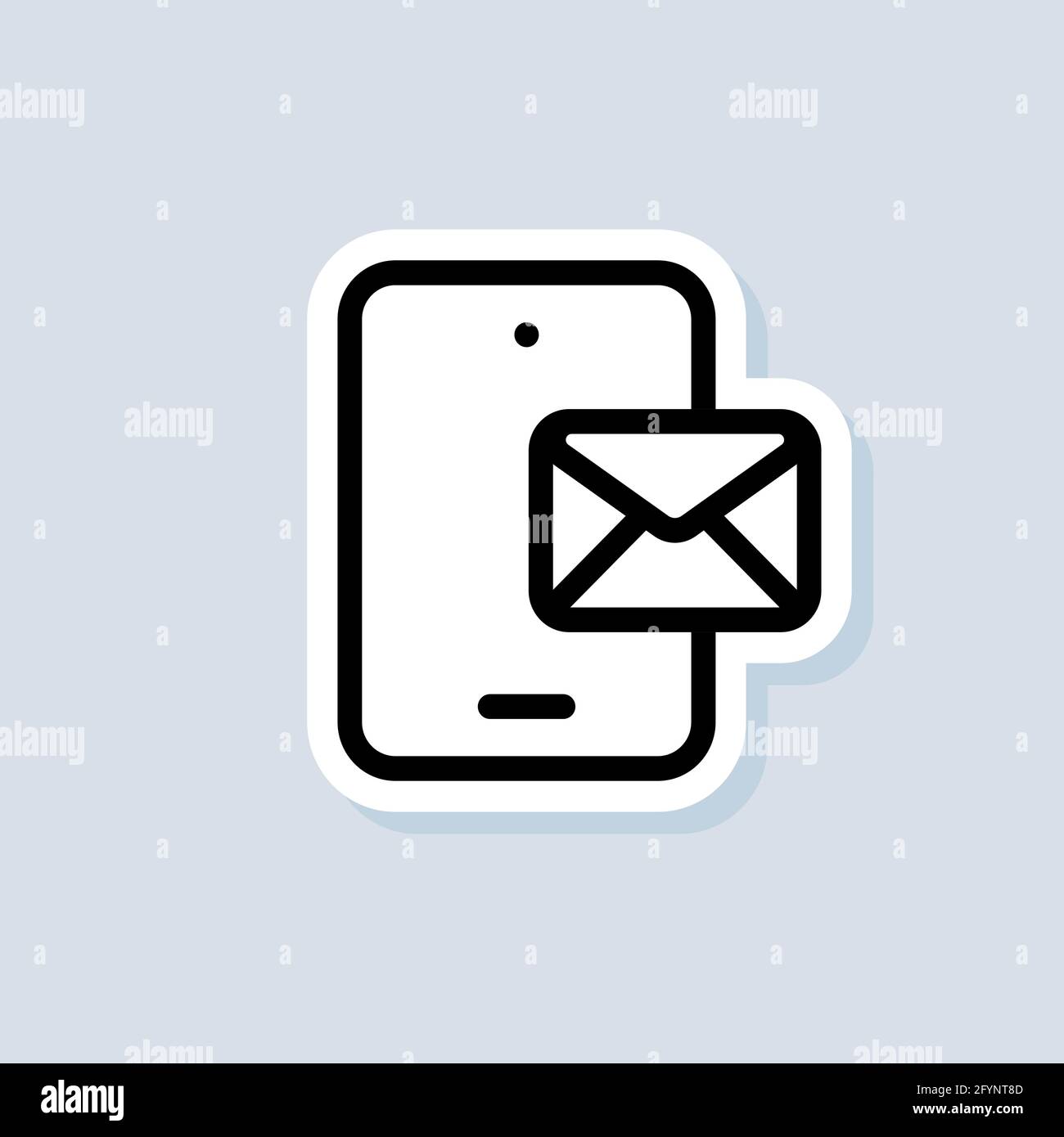 Chat sticker. Smartphone with envelope. Newsletter logo. Phone. Email ...